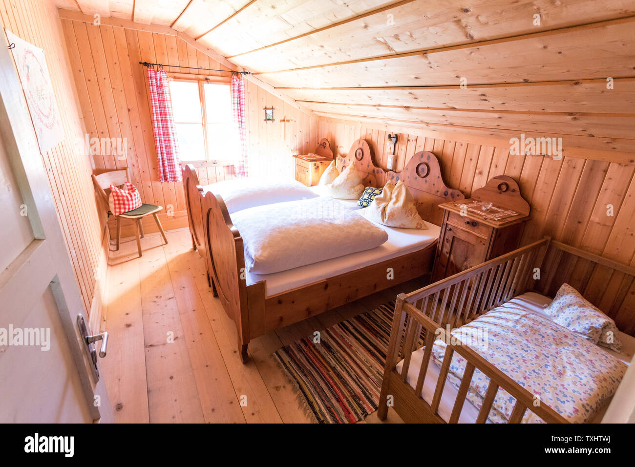 Inside of a rustic wooden hut or cabin, Austria Stock Photo - Alamy