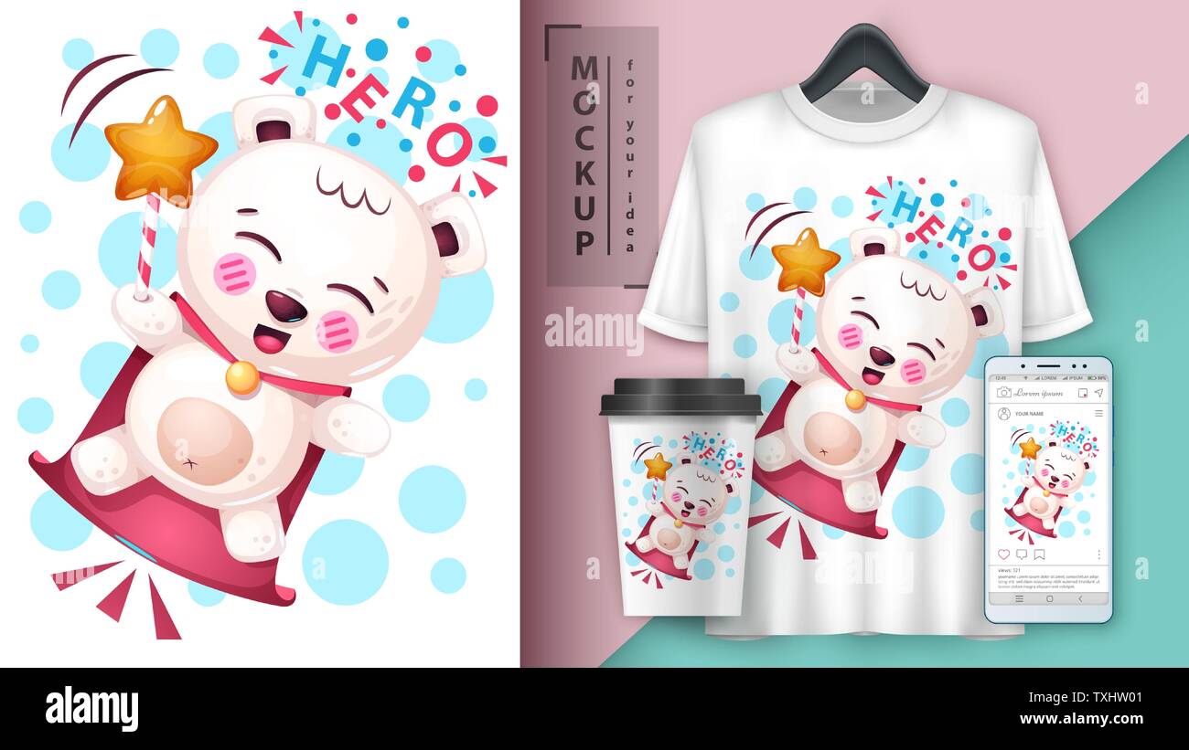 Cute hero bear - mockup for your idea Stock Vector Image & Art - Alamy