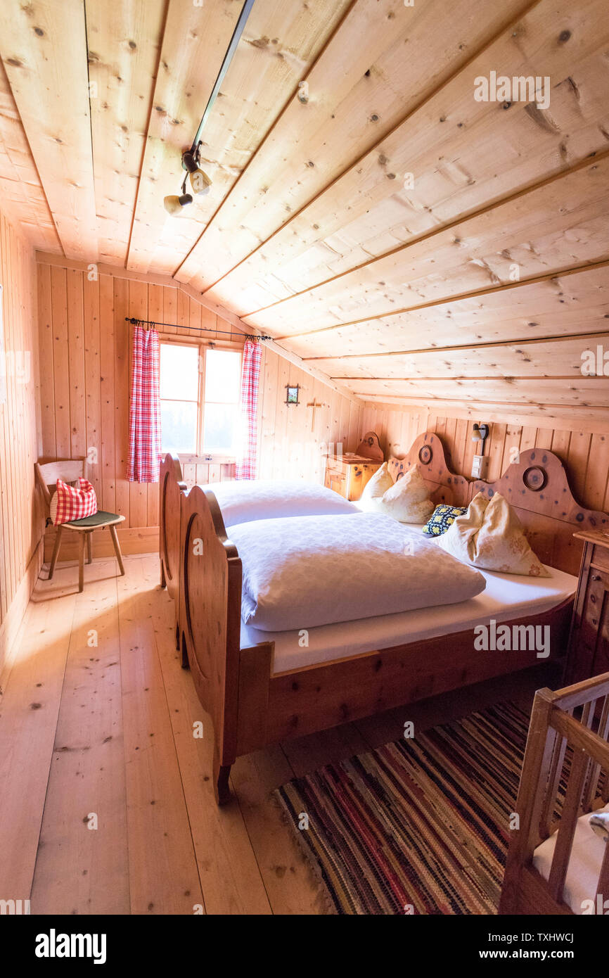 Inside of a rustic wooden hut or cabin, Austria Stock Photo - Alamy