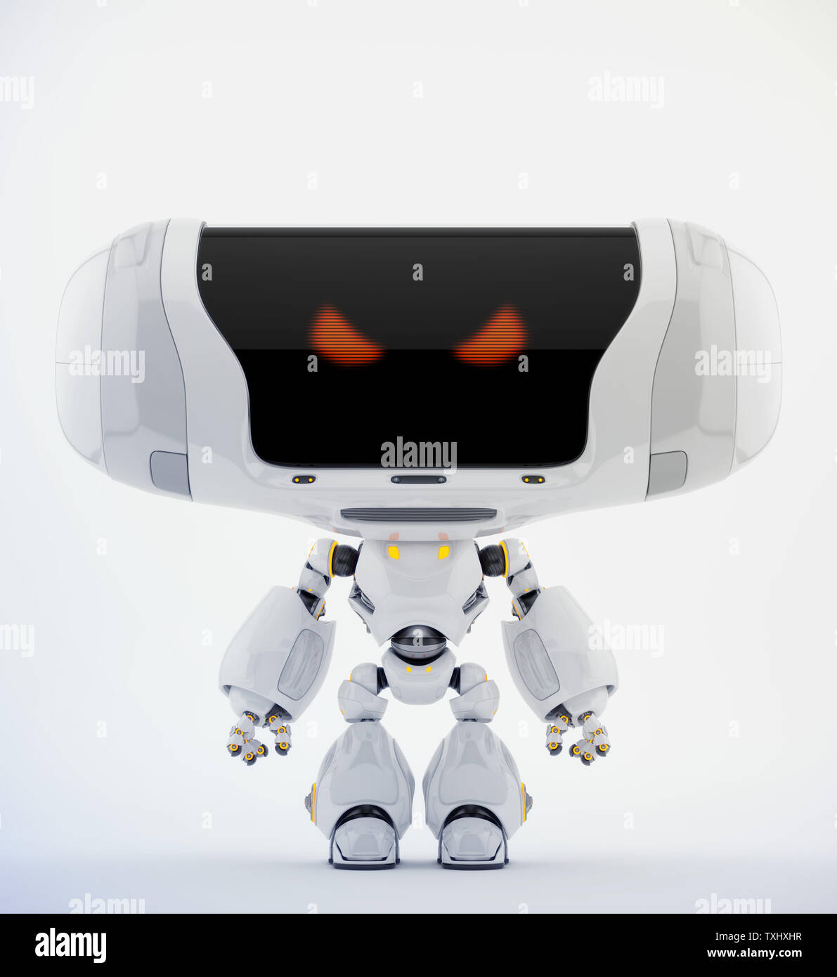 Robotic creature with wide digital head, 3d rendering Stock Photo - Alamy
