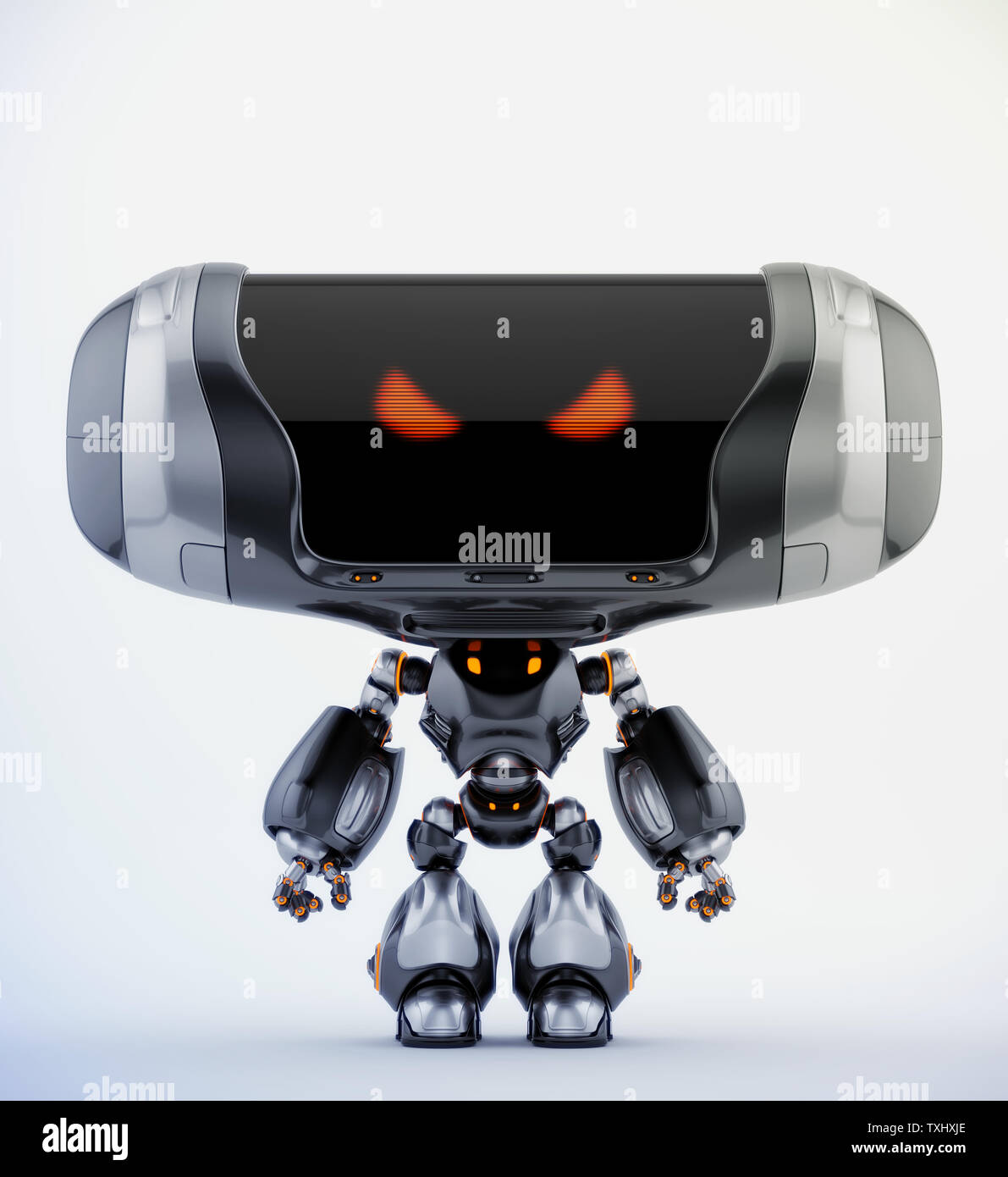 Robotic creature with wide digital head, 3d rendering Stock Photo - Alamy