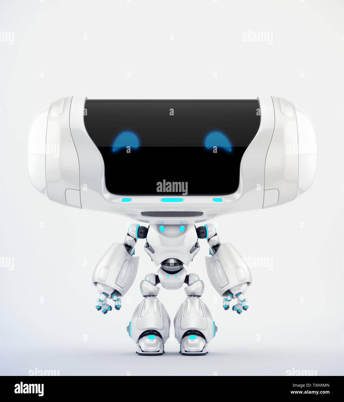 Robotic creature with wide digital head, 3d rendering Stock Photo - Alamy