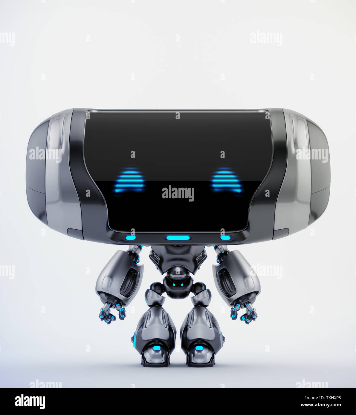 Robotic creature with wide digital head, 3d rendering Stock Photo - Alamy