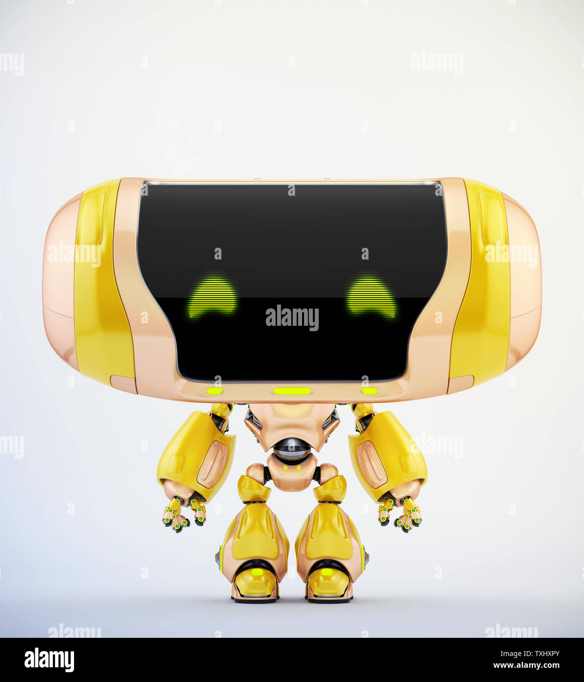 Robotic creature with wide digital head, 3d rendering Stock Photo - Alamy