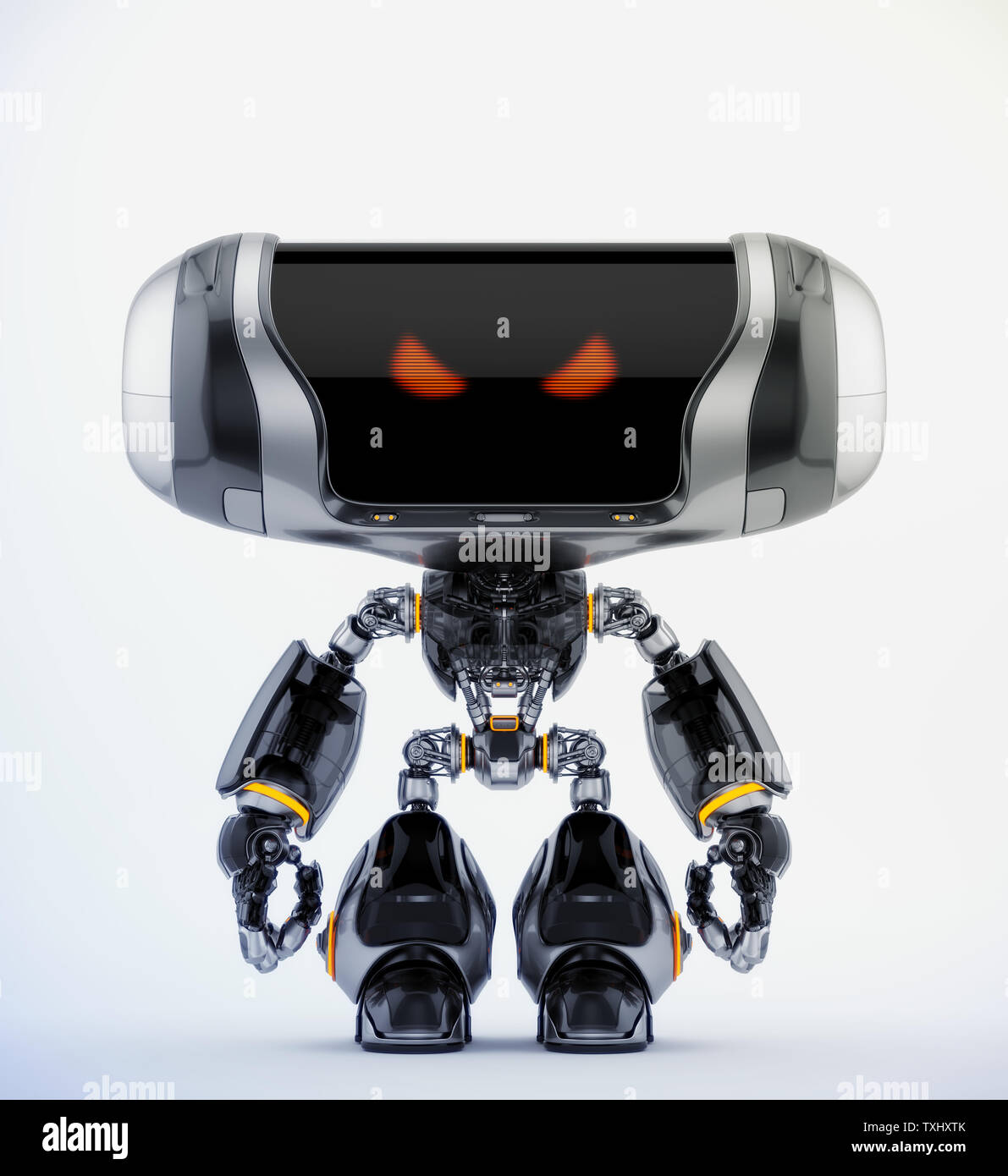 Robotic creature with wide digital head, 3d rendering Stock Photo - Alamy