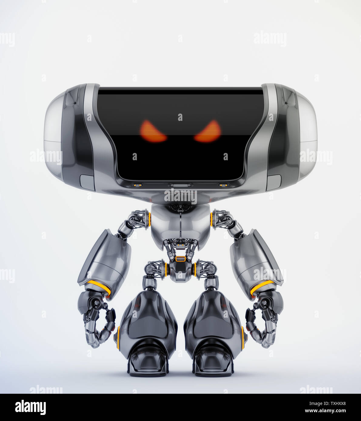 Robotic creature with wide digital head, 3d rendering Stock Photo - Alamy