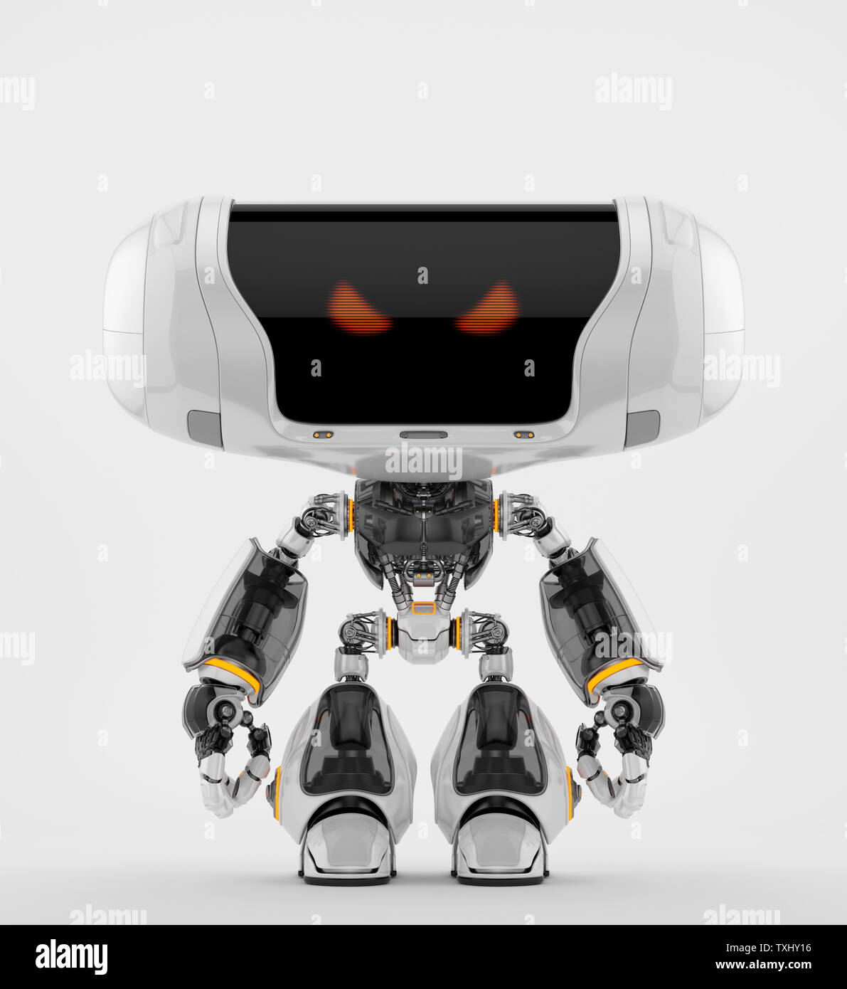 Robotic creature with wide digital head, 3d rendering Stock Photo - Alamy