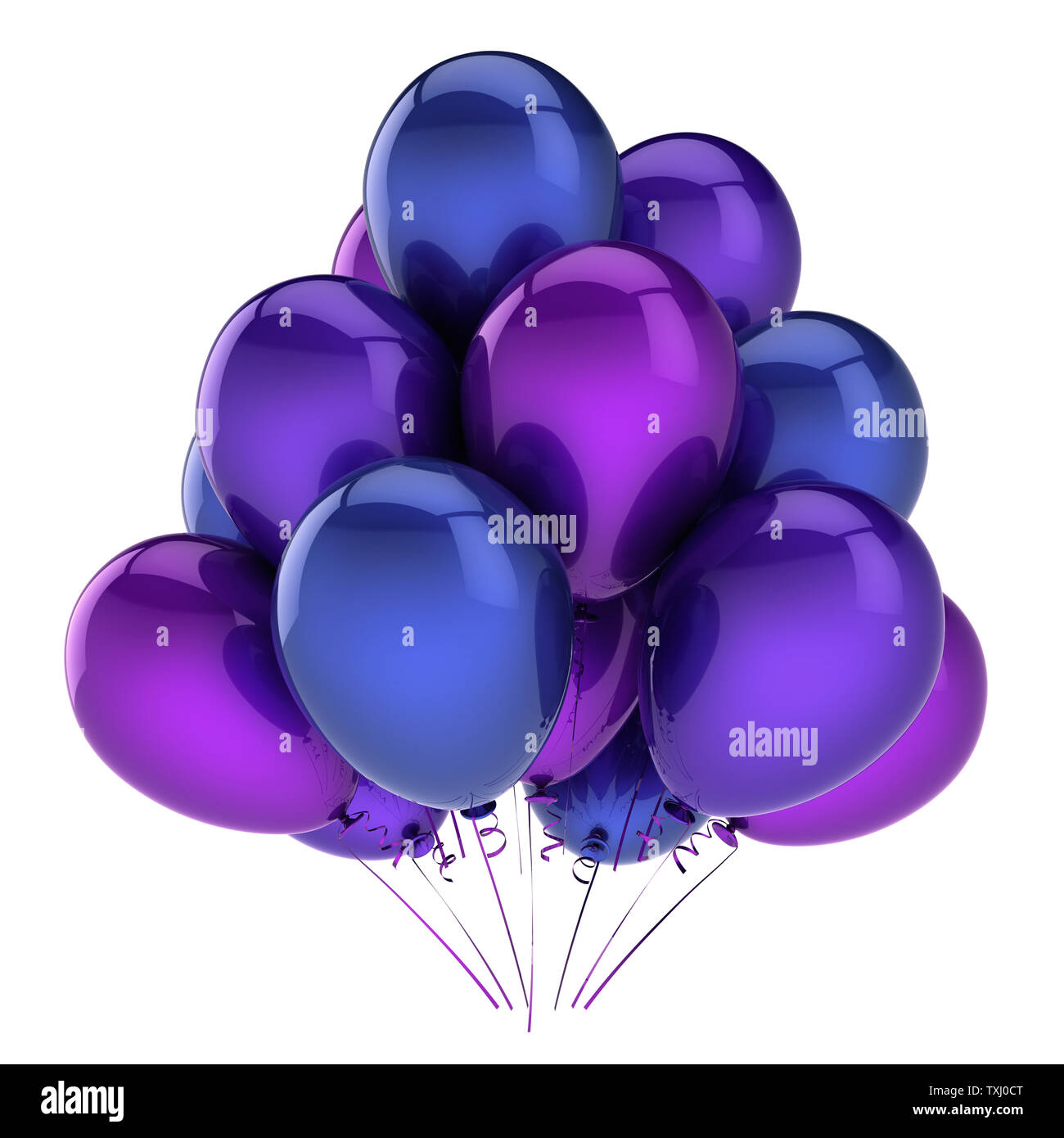 purple party balloons blue. birthday, carnival, celebrate decoration ...