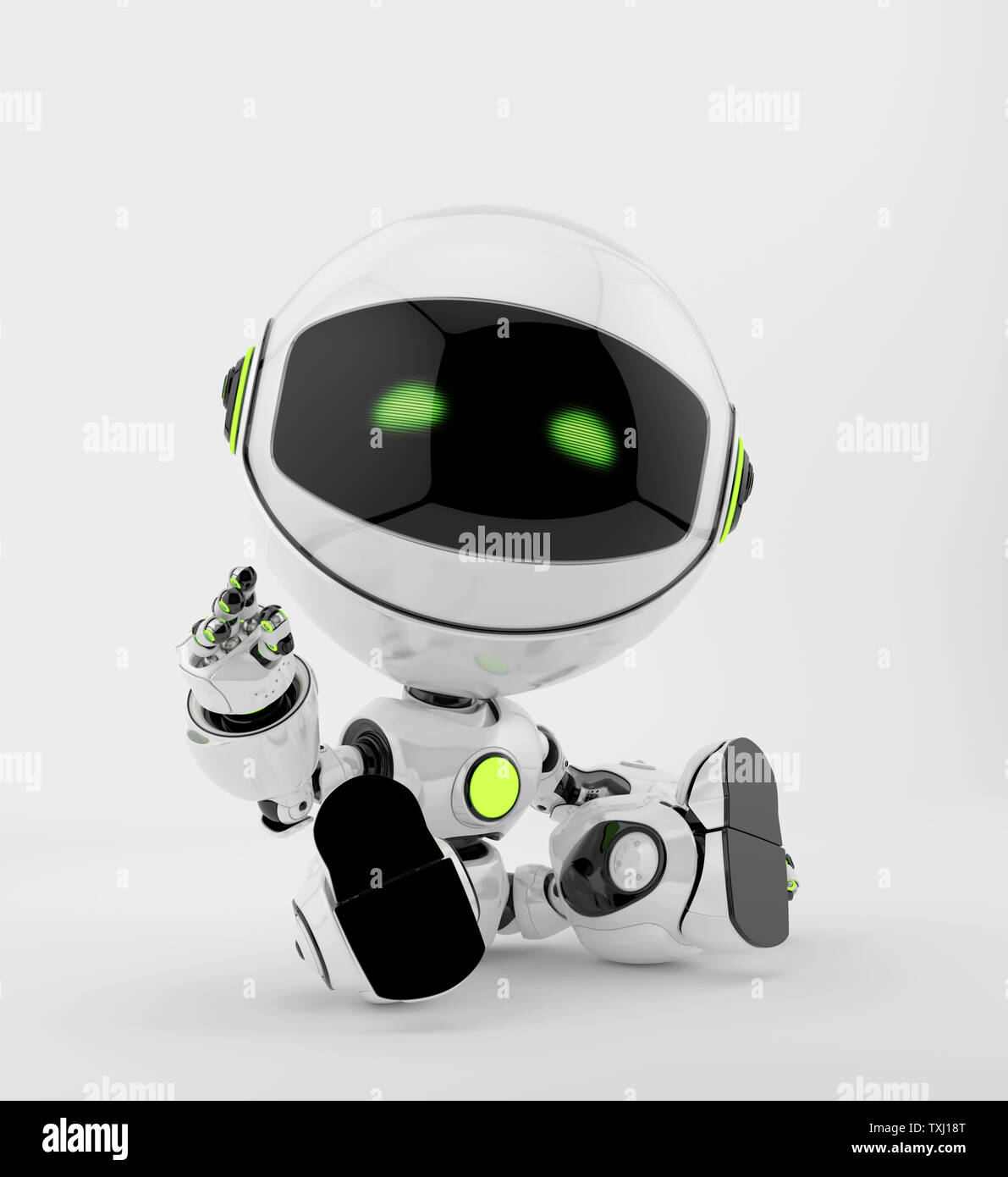Smart robotic toy with circle head, 3d rendering Stock Photo - Alamy