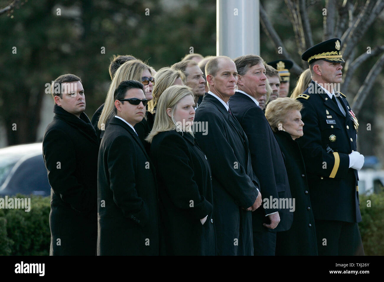 The family of 38th President Gerald Ford watches as a military honor ...