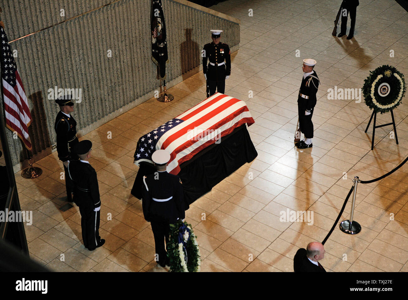 Gerald Ford, 38th President of the United States, lies in repose at his ...