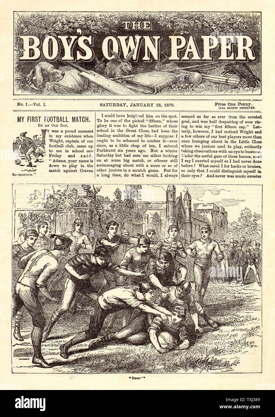 1879 Boy's Own Paper front page Number 1 Issue Stock Photo - Alamy