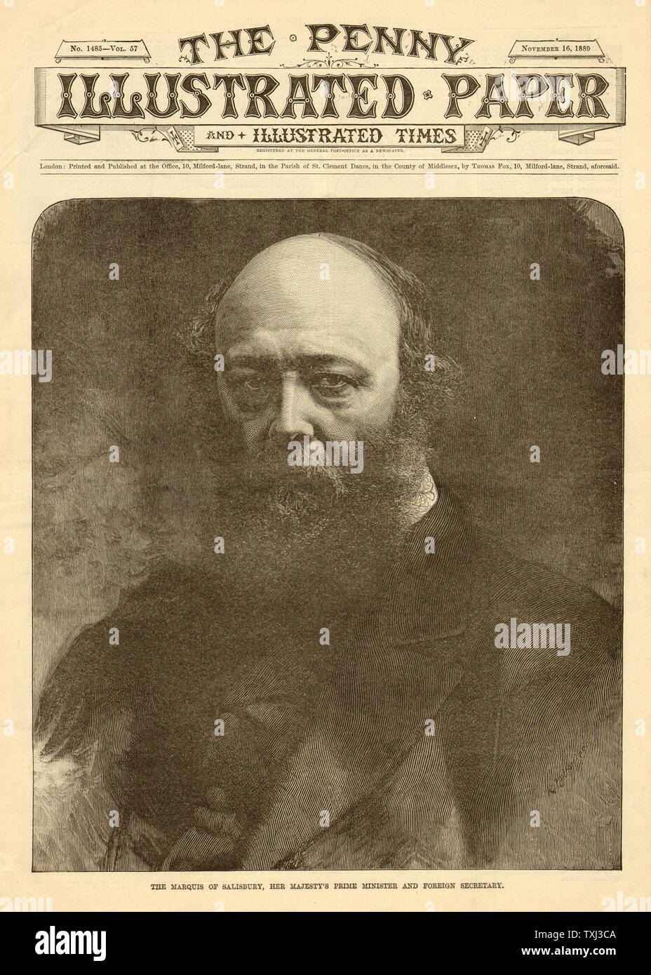 1889 Illustrated Penny Paper front page Marquess of Salisbury British ...