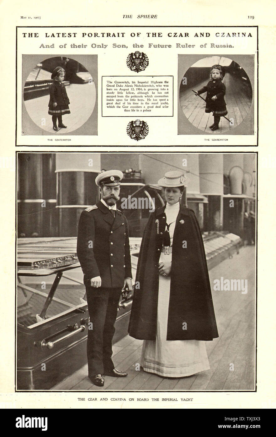 1907 The Sphere front page Czar Nicholas II & the Czarina Stock Photo ...