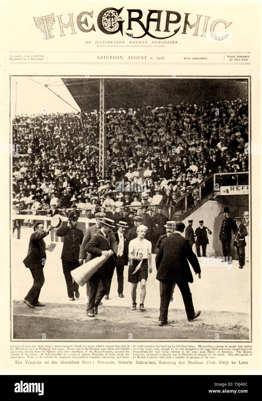 1908 The Graphic front page Dorando Olympics marathon Stock Photo - Alamy