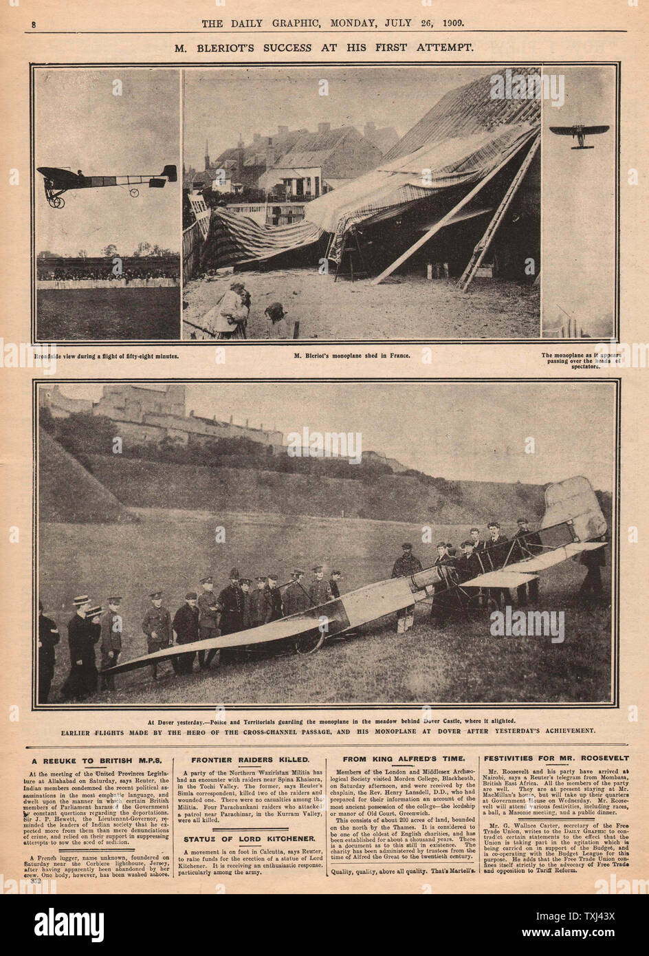 1909 Daily Graphic page 8 Louis Bleriot First Cross-Channel Flight ...