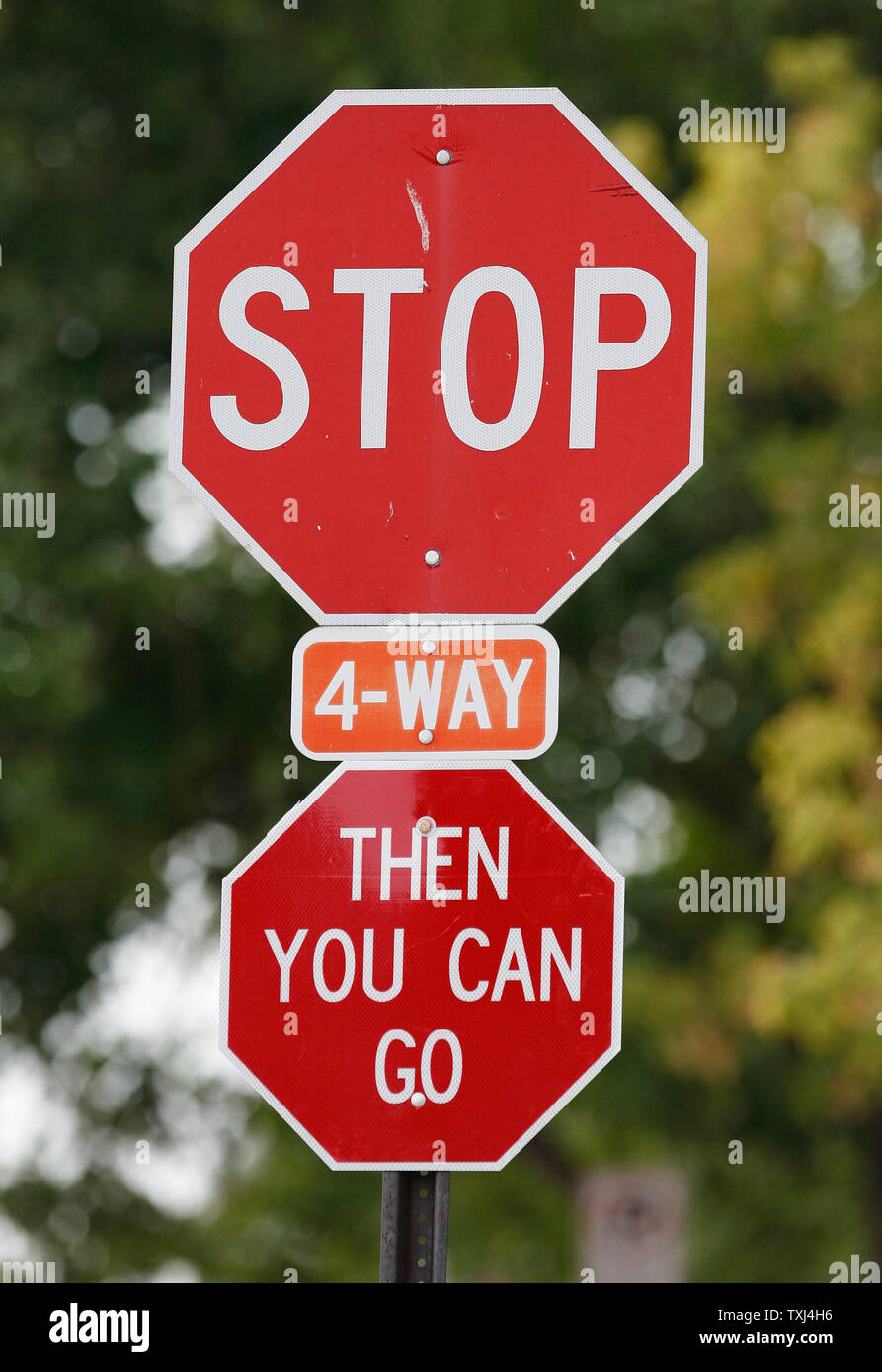 A light-hearted message appears on a stop sign on October 2, 2007 in ...