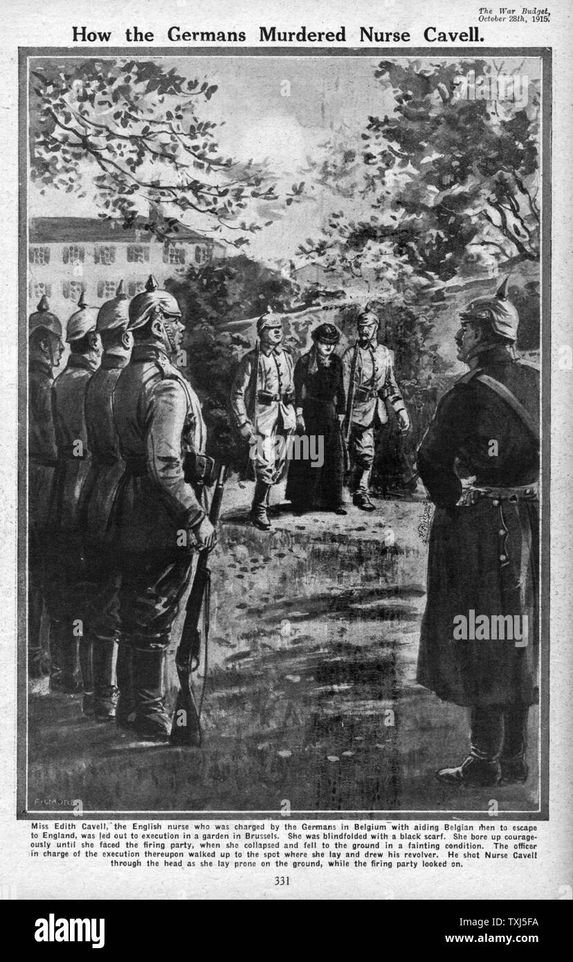 1915 The War Budget magazine front page Execution of Nurse Edith Cavell ...