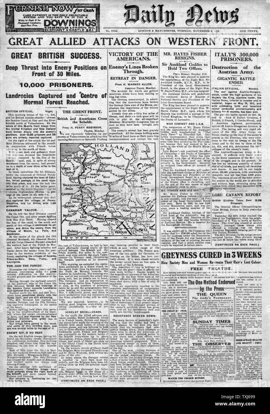1918 Great War Front Page Black and White Stock Photos & Images - Alamy