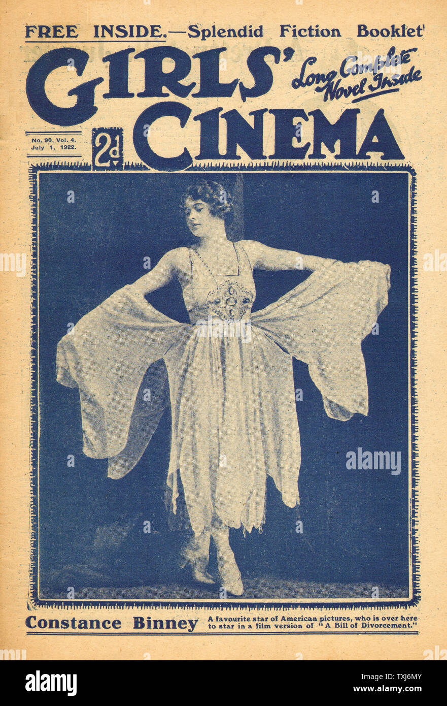 1922 Girls' Cinema front page reporting Actress Constance Binney Stock ...