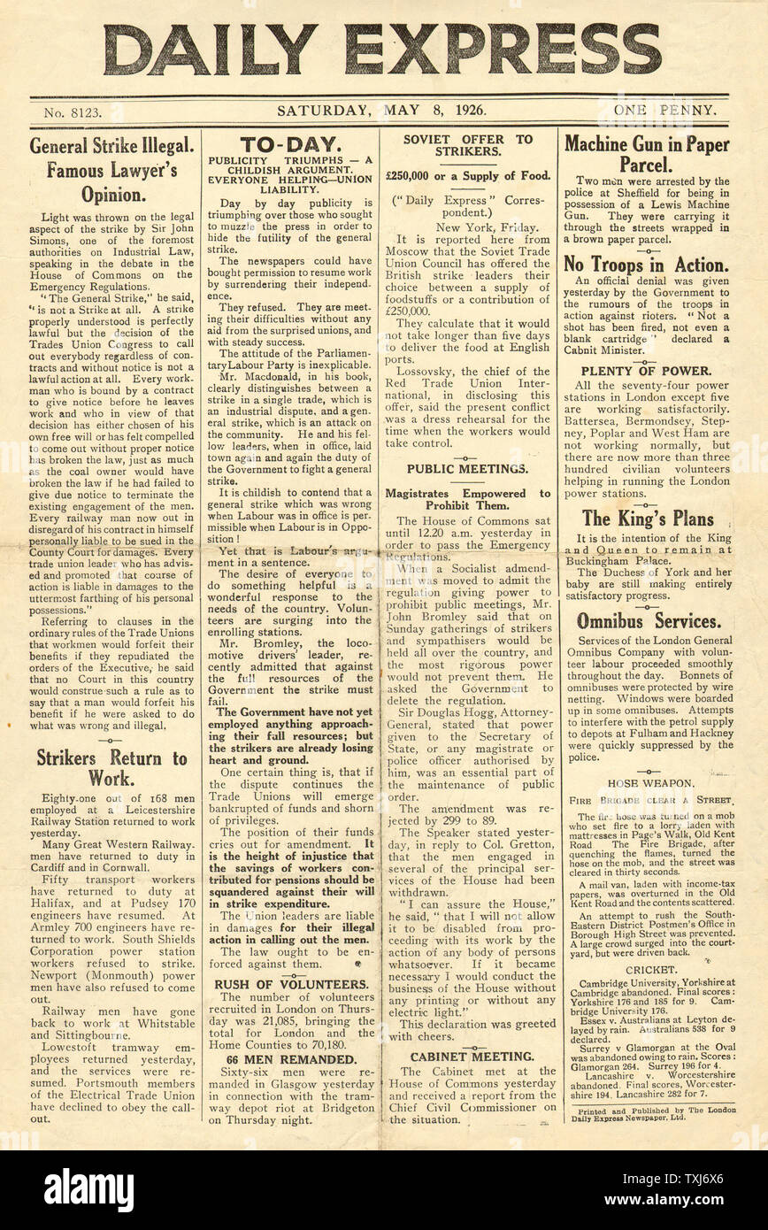 General strike 1926 churchill hi-res stock photography and images - Alamy