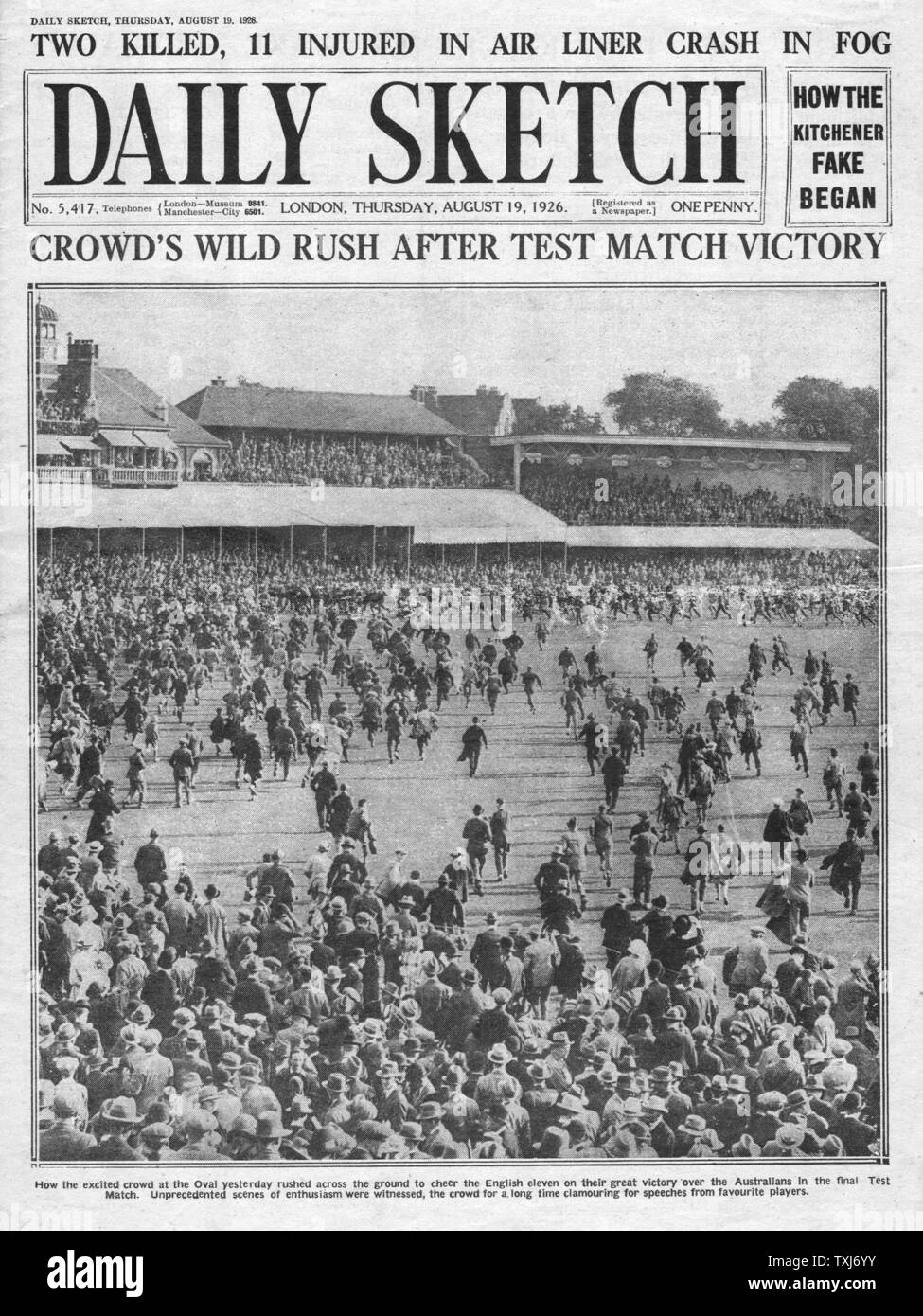 Cricket ashes newspaper hi-res stock photography and images - Alamy