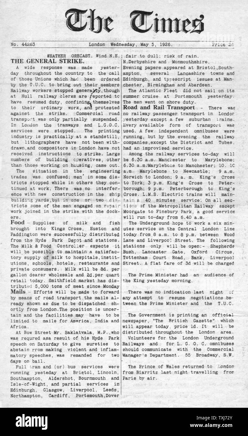 General strike 1926 churchill hi-res stock photography and images - Alamy