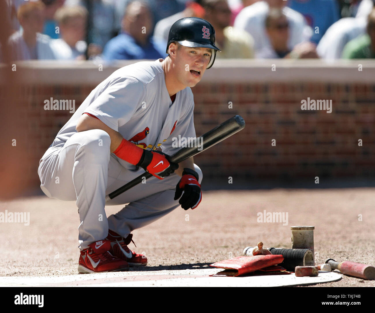 St. Louis Cardinals' Ryan Ludwick waits to bat against the Chicago Cubs ...