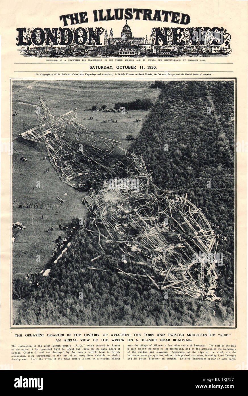 1930 Illustrated London News R101 airship disaster Stock Photo - Alamy
