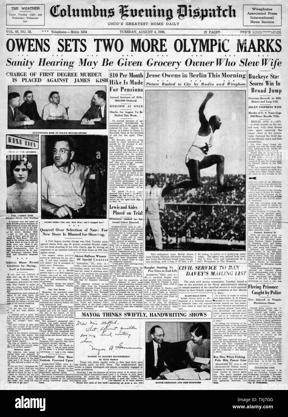 Jesse Owens 1936 Olympics Newspaper