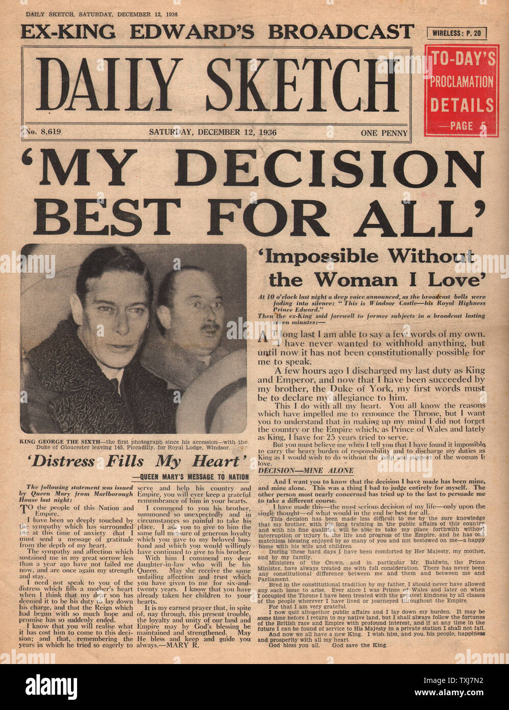 Abdication crisis 1936 hi-res stock photography and images - Alamy