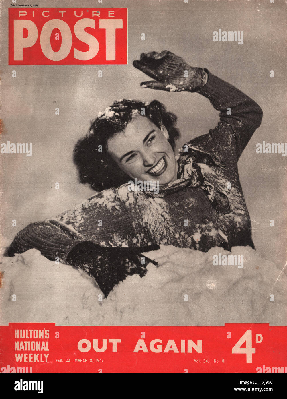 1947 Picture Post magazine front page showing a woman playing in the ...
