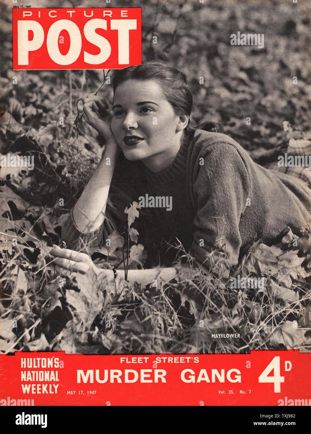 1947 Picture Post magazine front page showing a lady laying on the ...
