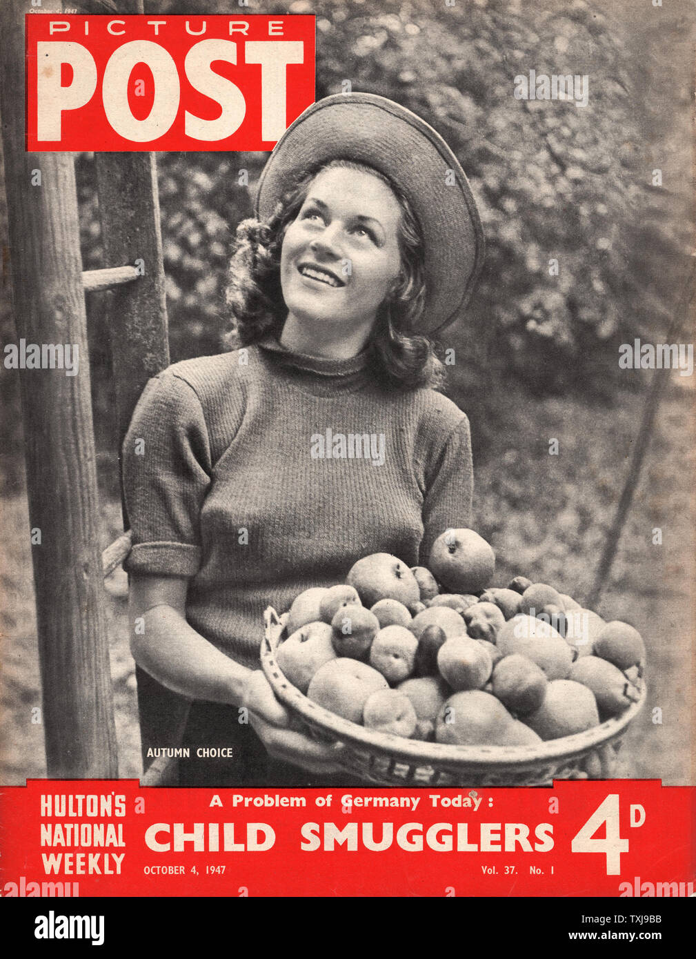 1947 Picture Post magazine front page showing a young woman with a ...