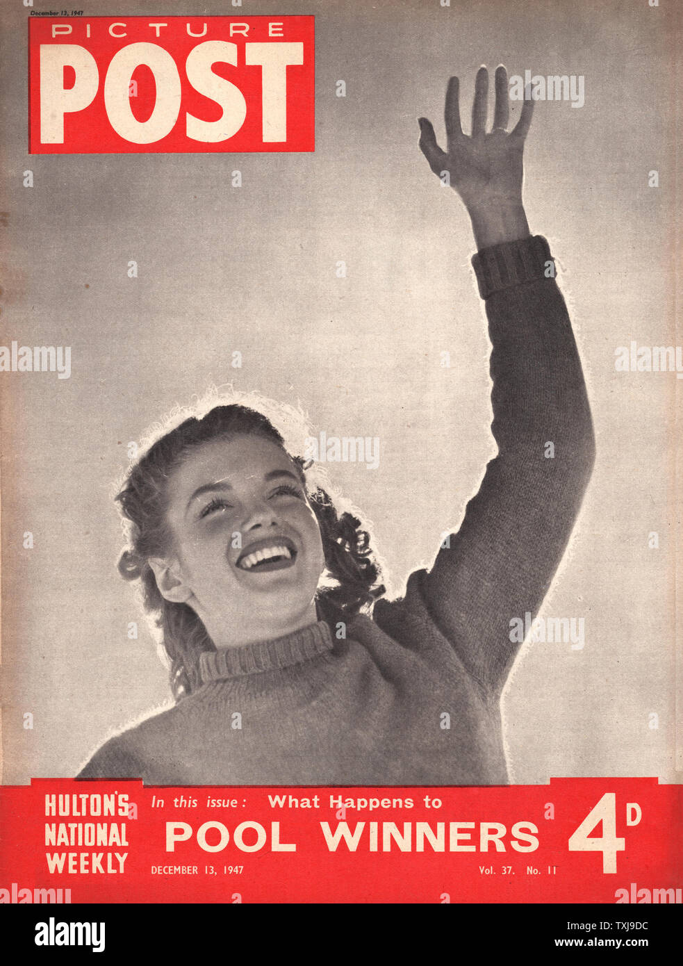 1947 Picture Post magazine front page showing a woman smiling and ...