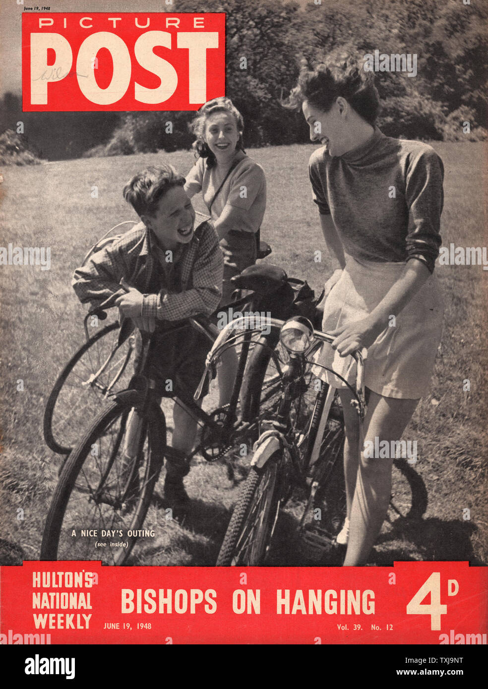 1948 Picture Post magazine front page young people with bicycles ...