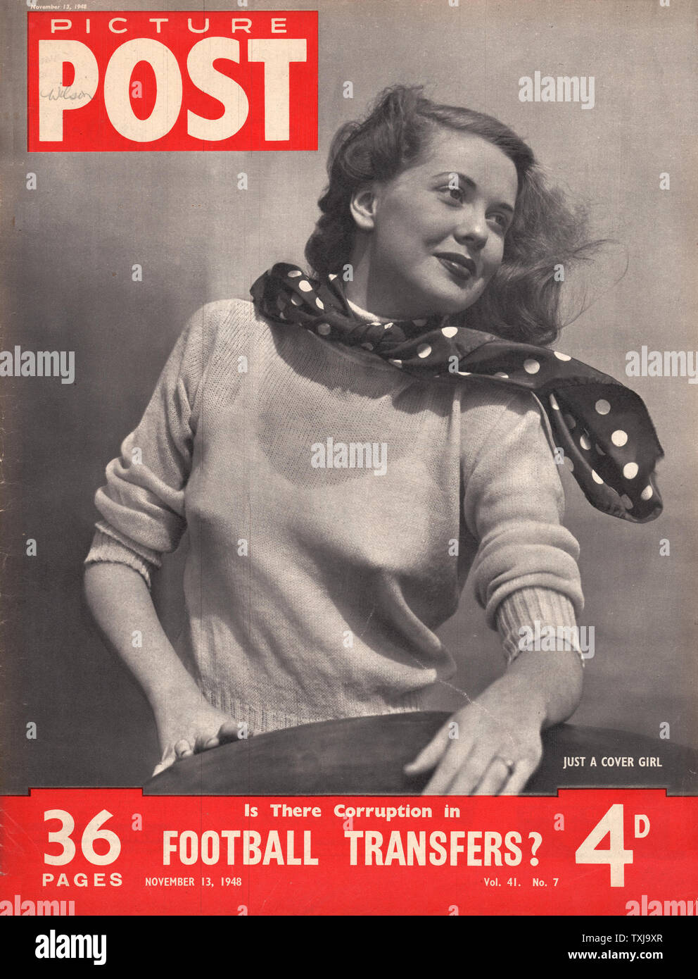 1948 Picture Post magazine front page showing a woman wearing a scarf ...