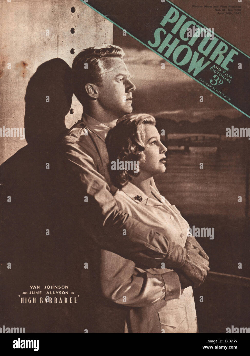 1947 Picture Show magazine front page Van Johnson and June Allyson in High Barbaree Stock Photo ...