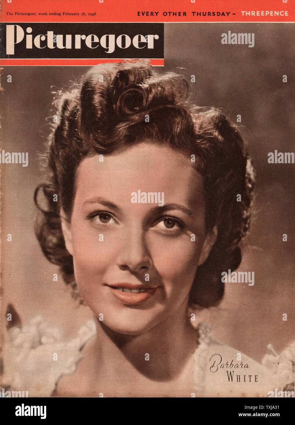 1948 Picturegoer magazine front page actress Barbara White Stock Photo ...