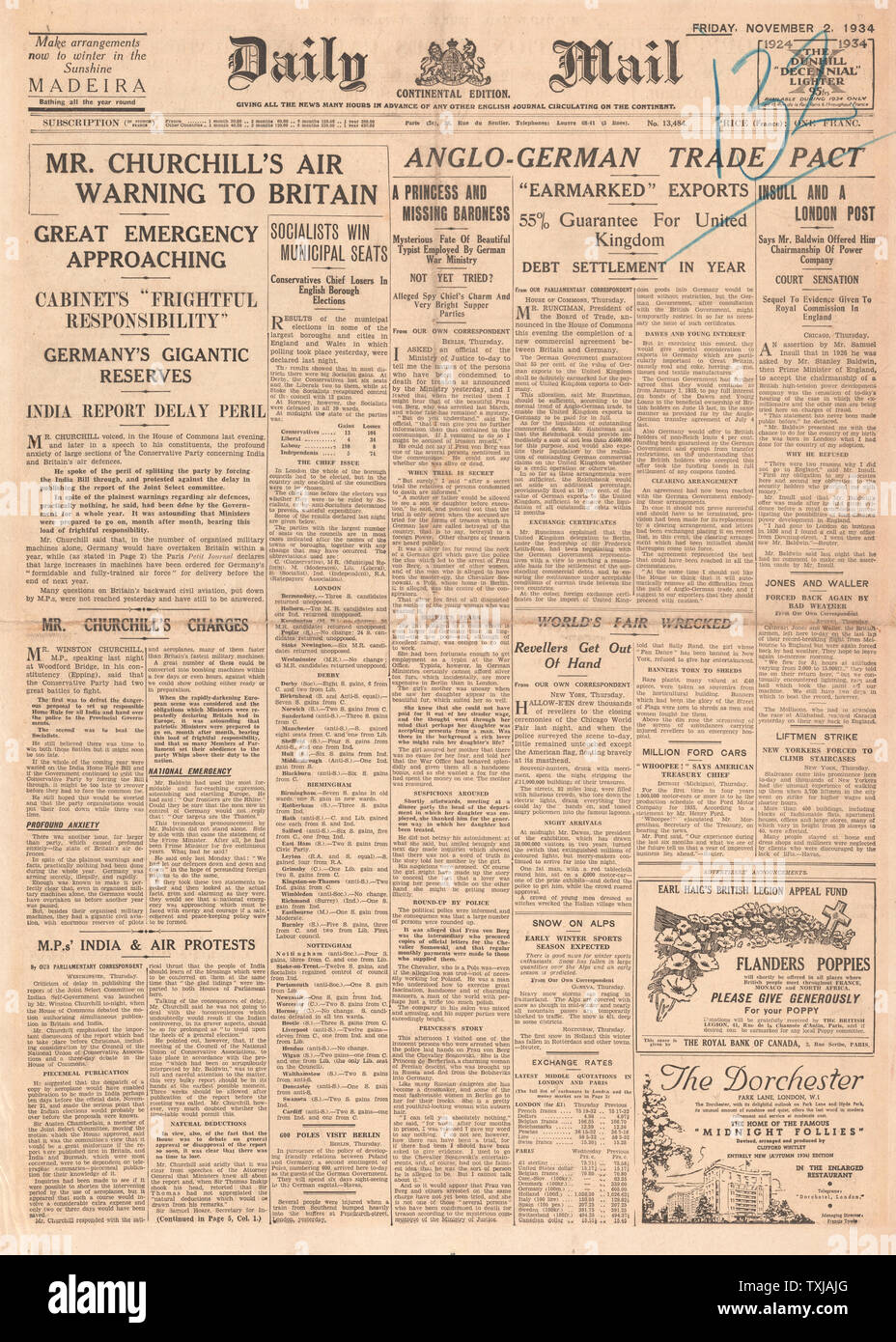 Daily mail newspaper 1934 hi-res stock photography and images - Alamy