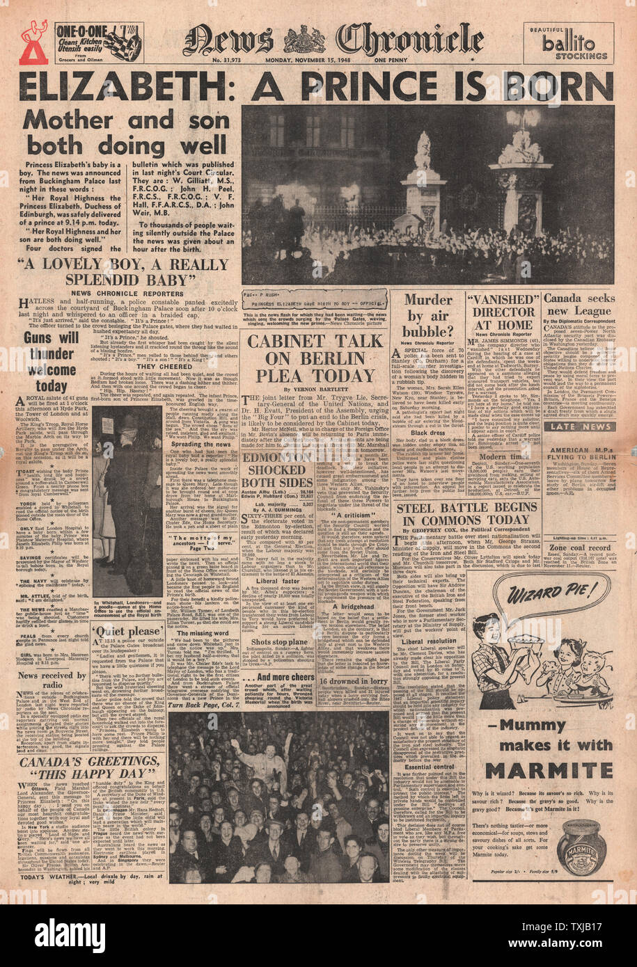 Prince charles birth 1948 hi-res stock photography and images - Alamy