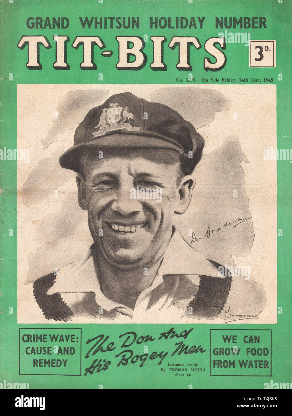 1948 Titbits magazine front page Don Bradman Stock Photo - Alamy