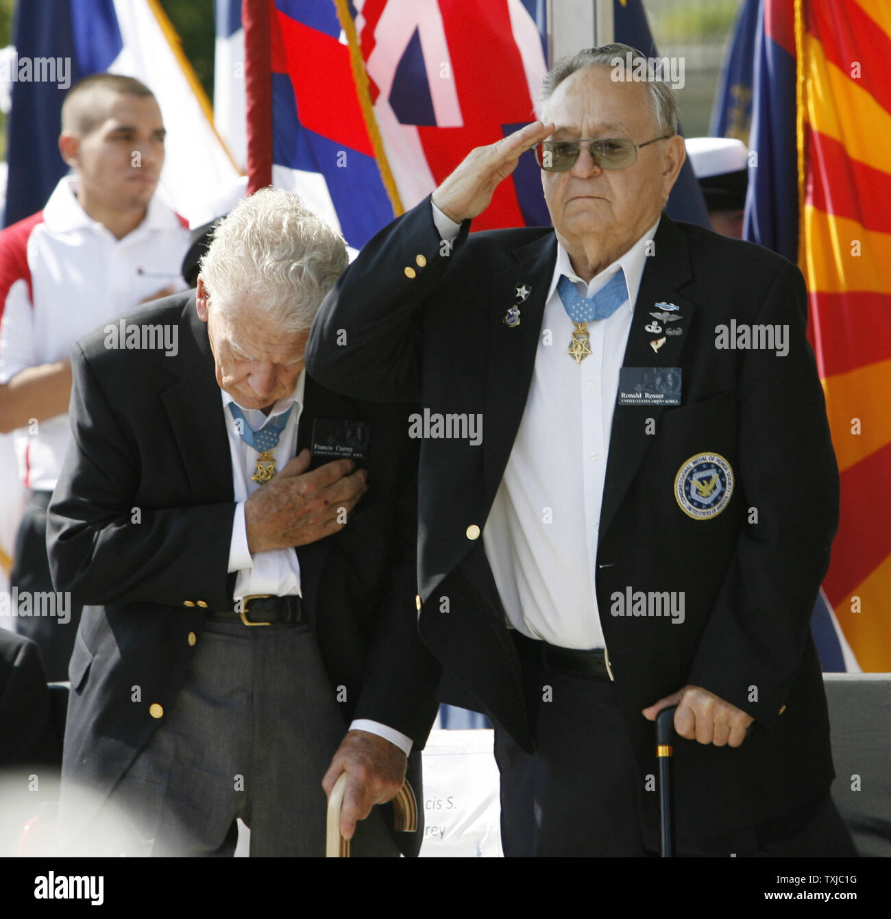 Medal of Honor recipients Francis Currey (WWII) (L) and Ronald Rosser ...