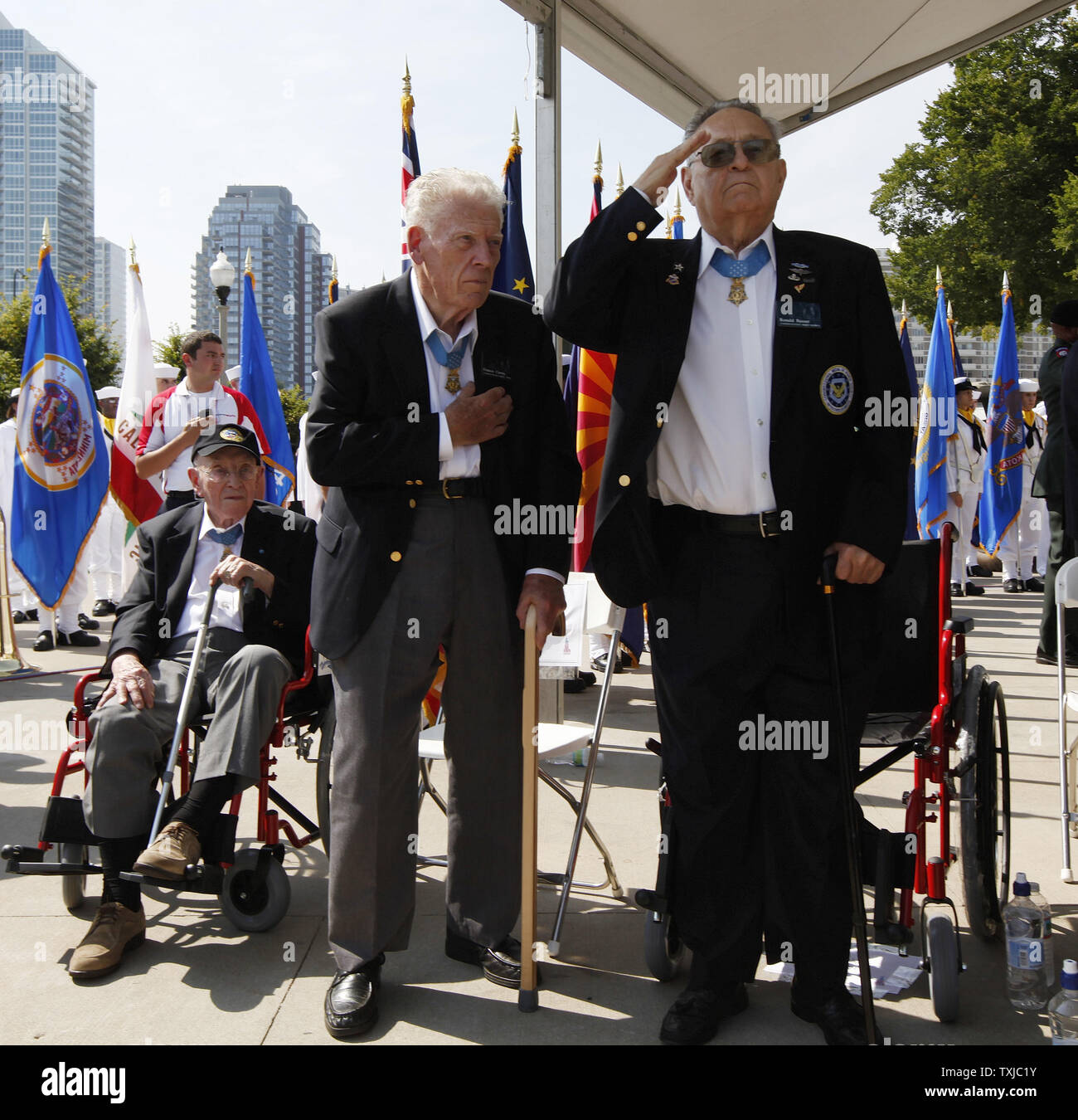 Medal of Honor recipients Nicholas Oresko (WWII) (L), Francis Currey ...