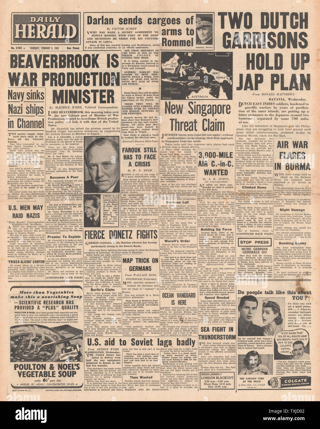 Churchill 1942 newspaper hi-res stock photography and images - Alamy