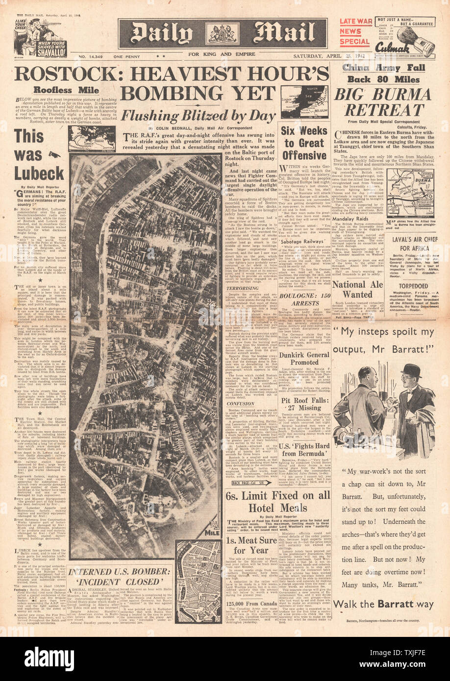 April 1942 daily mail front page hi-res stock photography and images ...