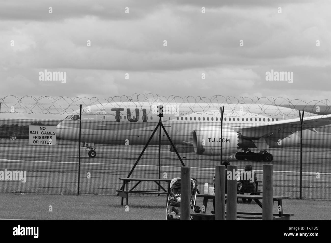 Manchester aviation runway visitor park Stock Photo - Alamy