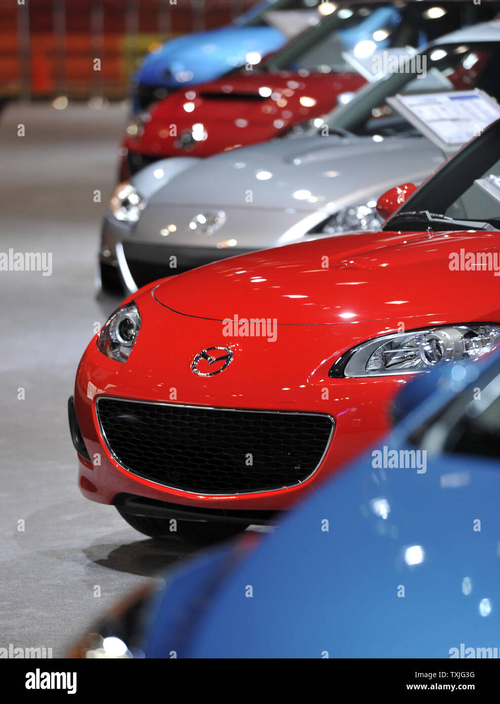 Mazda's are displayed at the Chicago Auto Show at McCormick Place in ...