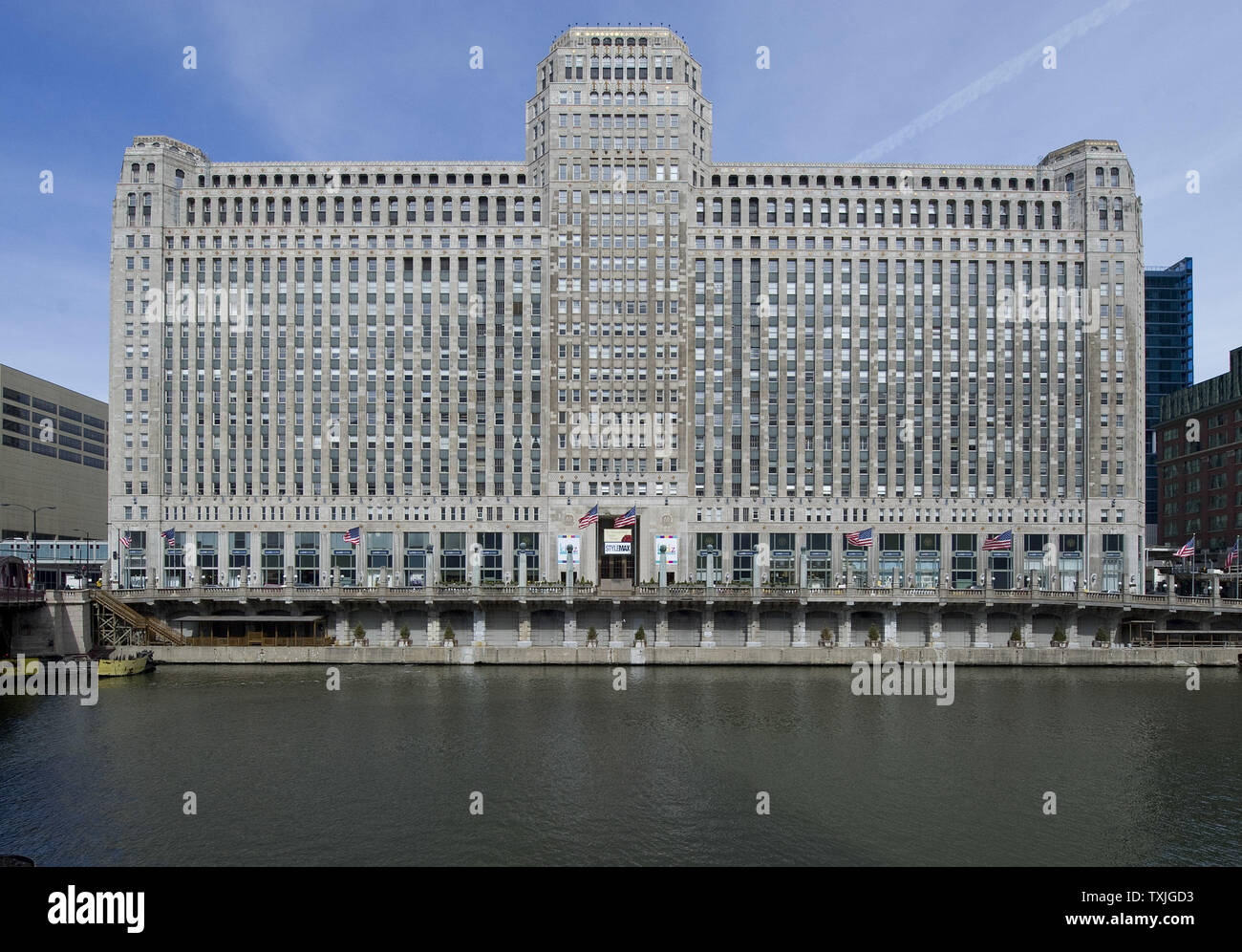The Merchandise Mart stands along the Chicago River on March 31, 2011 ...