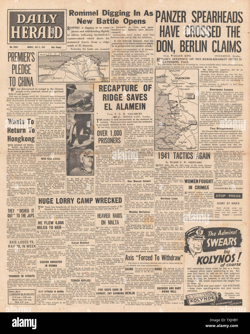 Churchill 1942 newspaper hi-res stock photography and images - Alamy